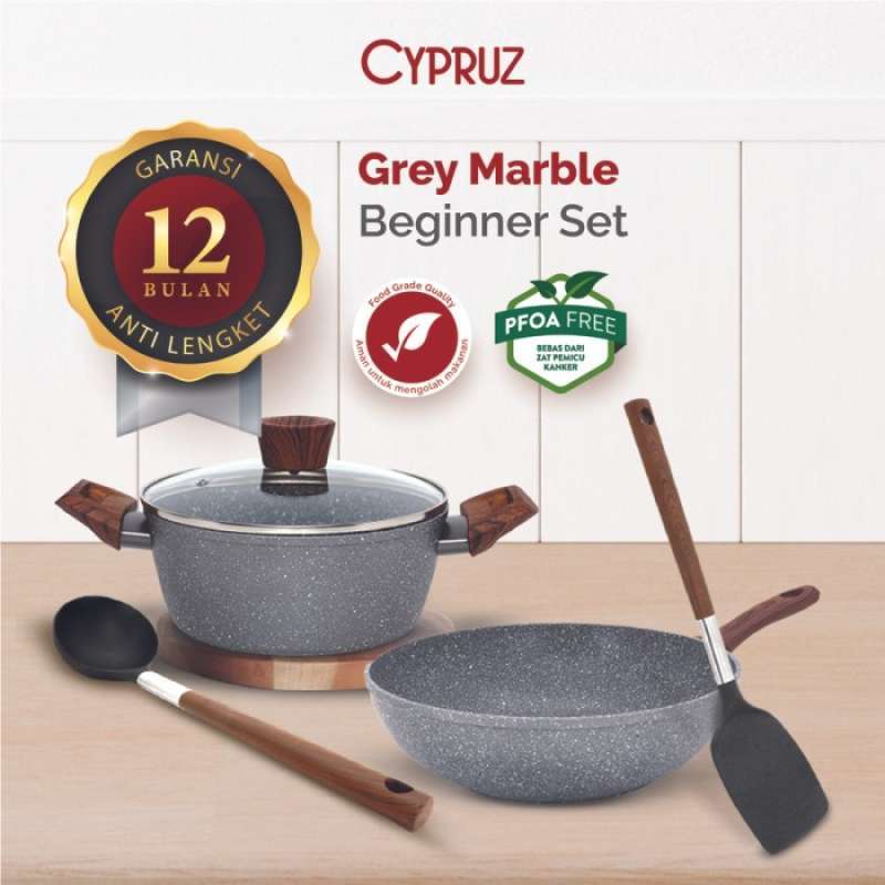 Promo Cypruz Beginner Set Marble Cooare Frywok Saucepot Pi-0902 Diskon ...