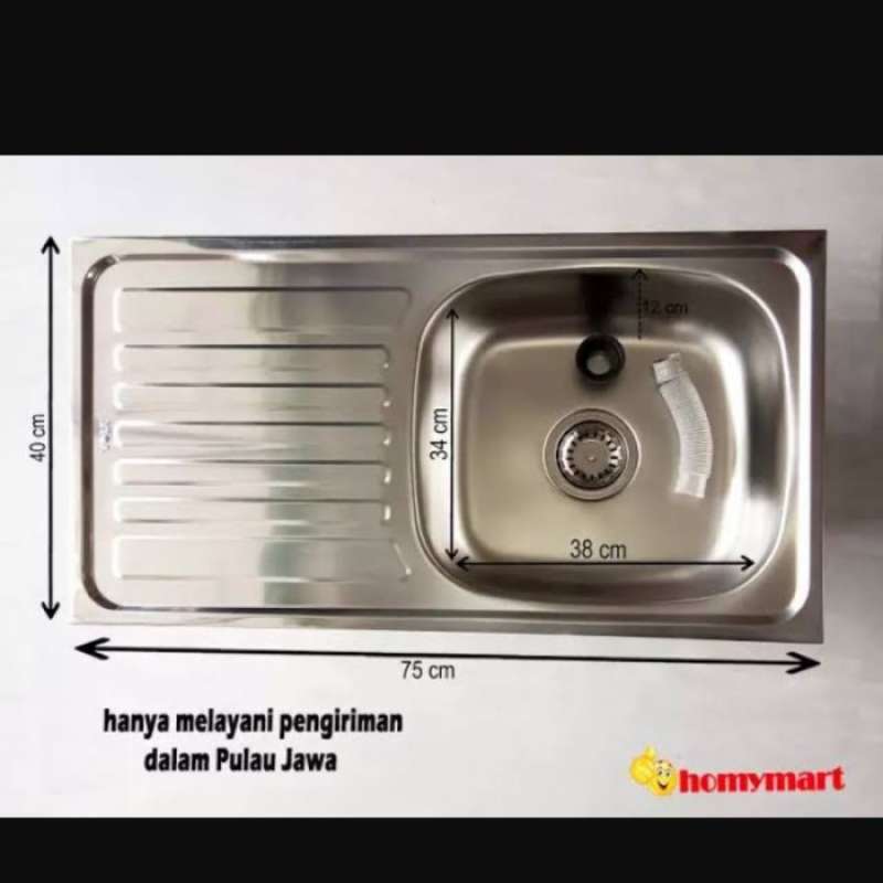 Promo Sink / Bak Cuci Piring Stainless 1 Lubang Pakai Sayap 7540 Diskon ...