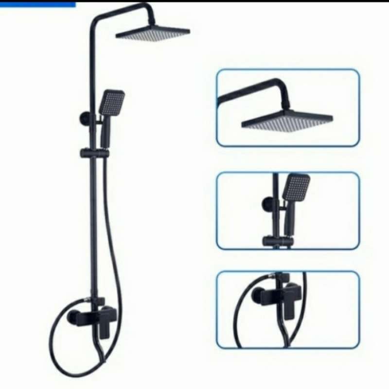 Promo Shower Tiang Black Hitam Mixer Panas Dingin Model Onda /kran Shower Diskon 23% Di Seller ...