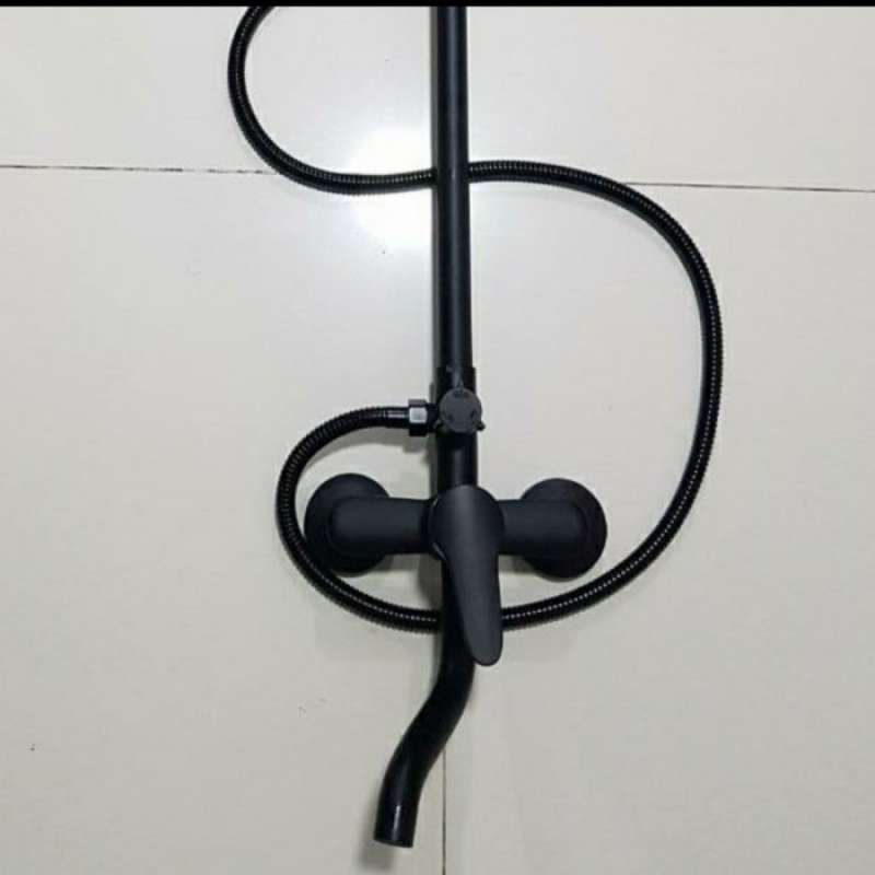 Promo Shower Tiang Black Hitam Mixer Panas Dingin Model Onda /kran ...