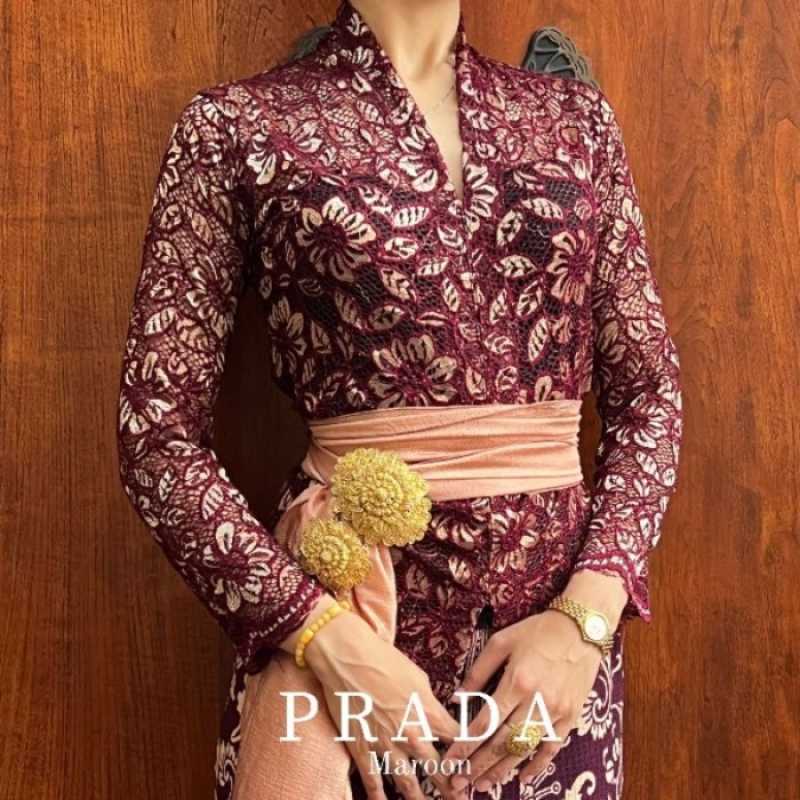 Jual Setelan Kebaya Kartini Stretch Lengan Panjang Prada Bali - Hijau ...