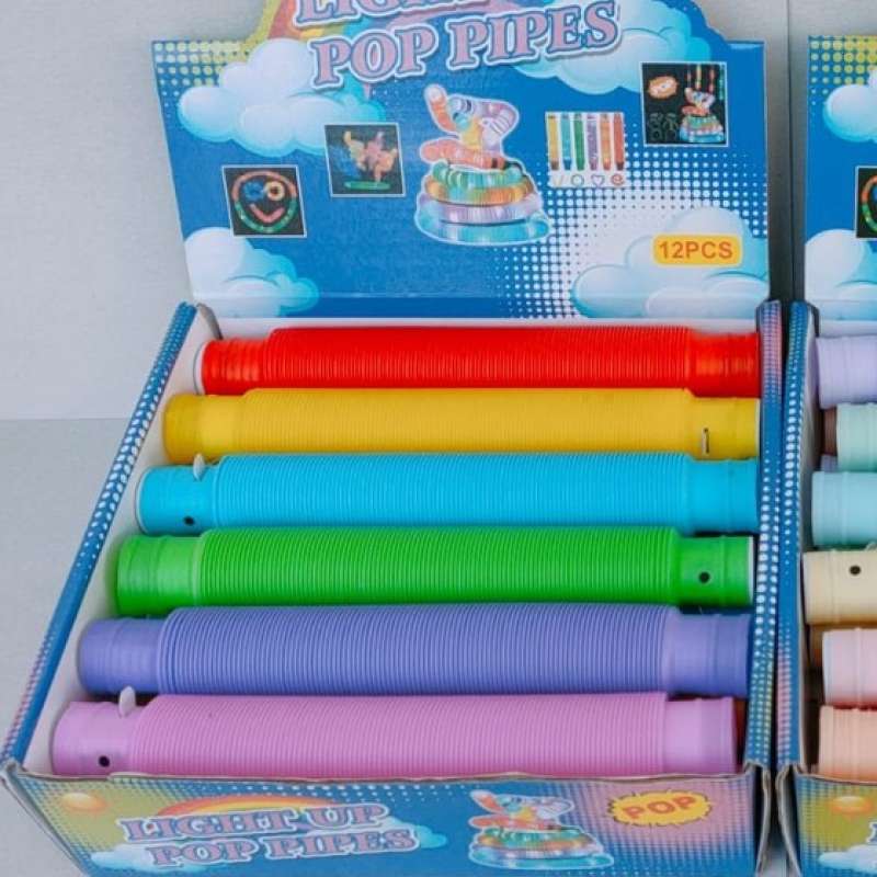Promo Light Up Pop Pipes - Squishy Sensory Fidget Toys - Mainan Anak ...