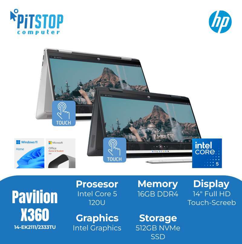 Jual Hp Pavilion X360 14-ek2333tu (core 5-120u/ Ram 16gb/ Ssd 512gb ...