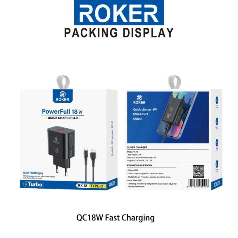 Jual Charger - Tc Roker Power Full 18w Rx-18 Type-c Qc18w Fast Charging ...