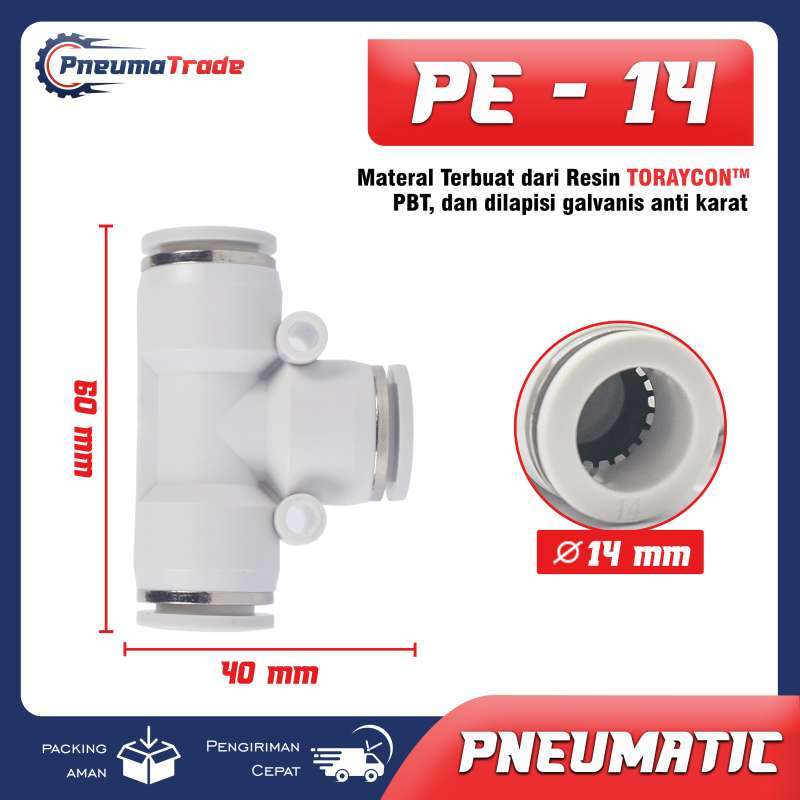 Promo Pe Fitting Tee Pneumatic Selang |fitting Pneumatic Quick Joint ...