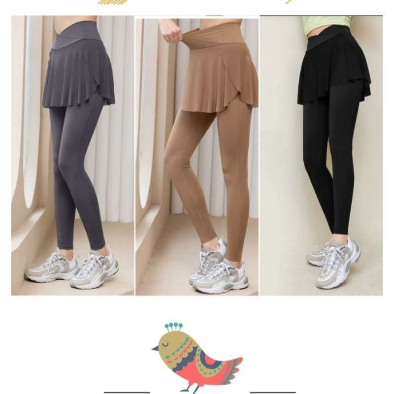 Jual Legging Miring Rok Dua Lapis Kantong Dalam Sport/gym/tenis Kc162 ...