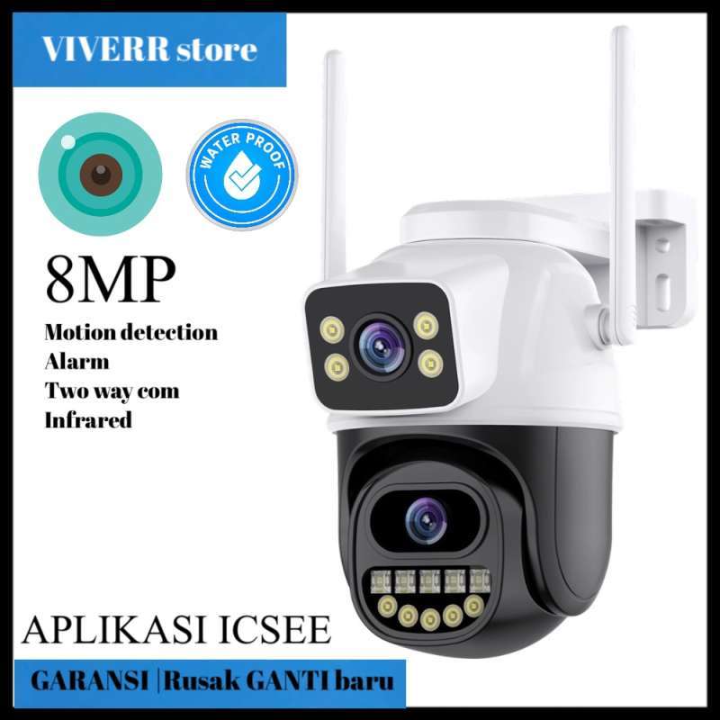 Promo Icsee Ipcam Wifi Outdoor Three Lens Dual Screens 8x Zoom Cctv ...