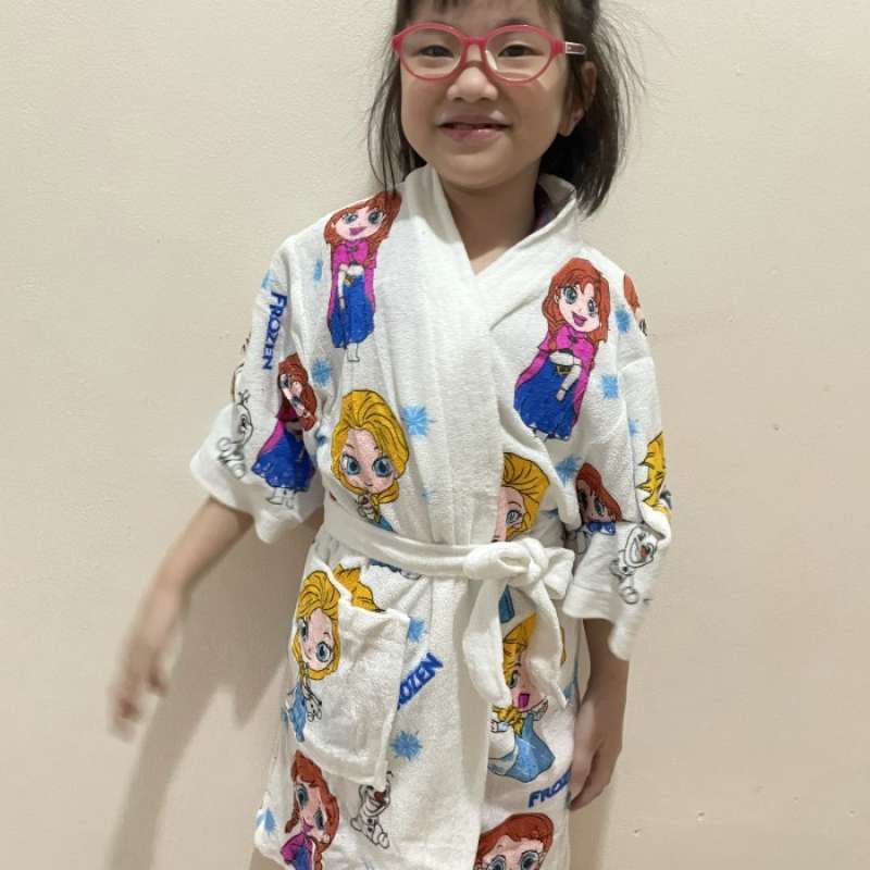 Jual Kimono Baju Handuk Anak Dasar Putih Sablon Frozen 2 Di Seller ...