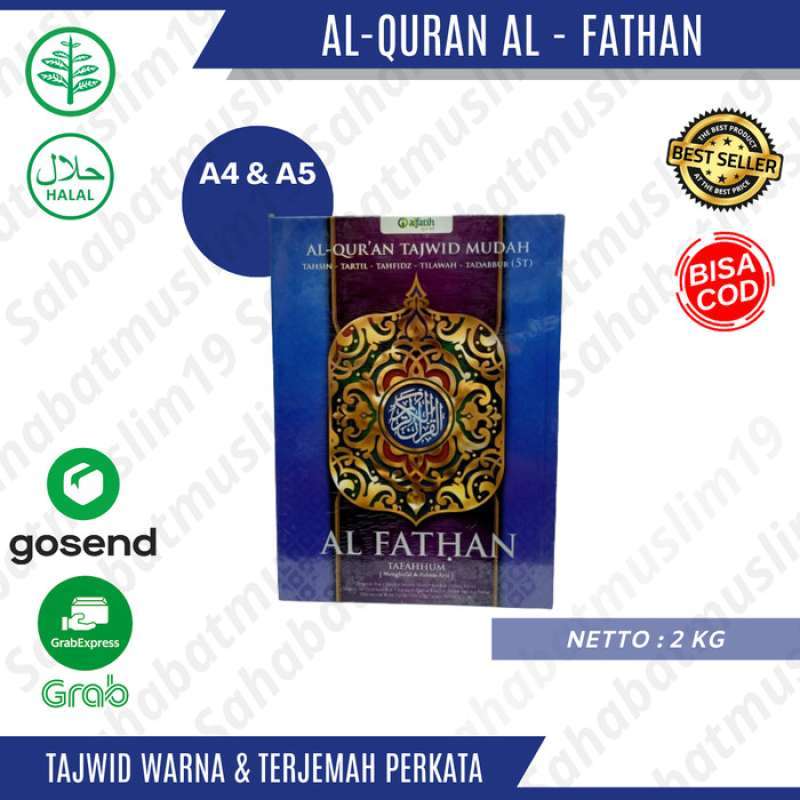 Promo Ori Al Quran Al Fathan Ukuran A4 Tajwid Warna Terjemah Per Kata ...