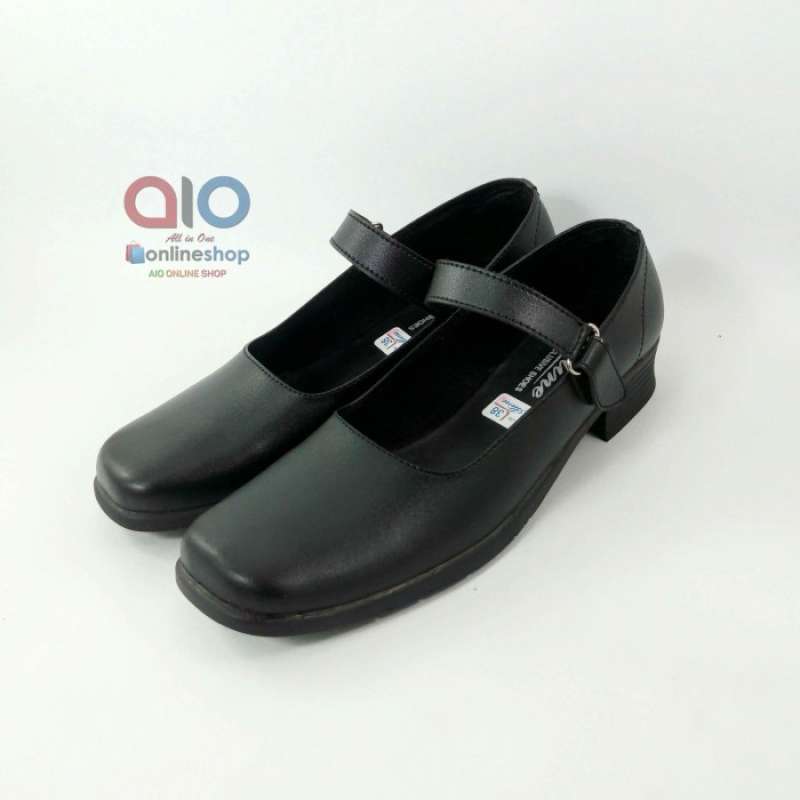 Jual Sepatu Pantofel Wanita Hitam Hak 3 Cm Cewek Sekolah Kantor ...
