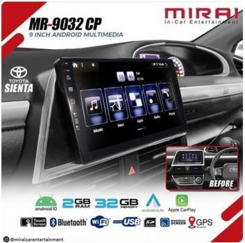 Promo Head Unit Android 9 Inch Toyota Sienta Mirai 9032 Cp / Head Unit ...