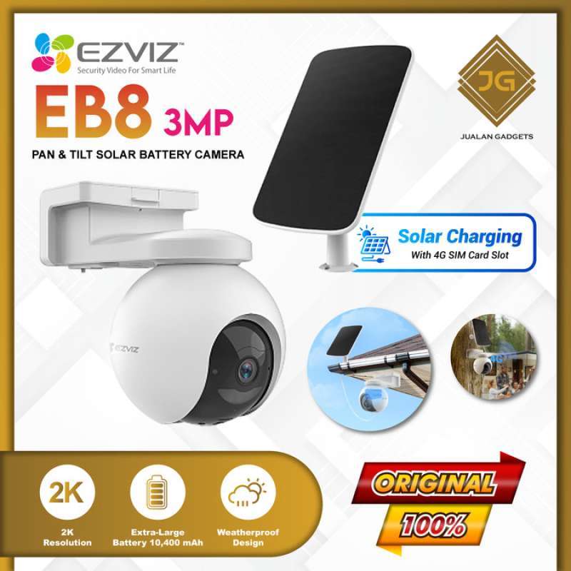 Promo Ezviz Eb8 2k Pan & Tilt 4g Color Night Battery Camera Cctv Solar ...