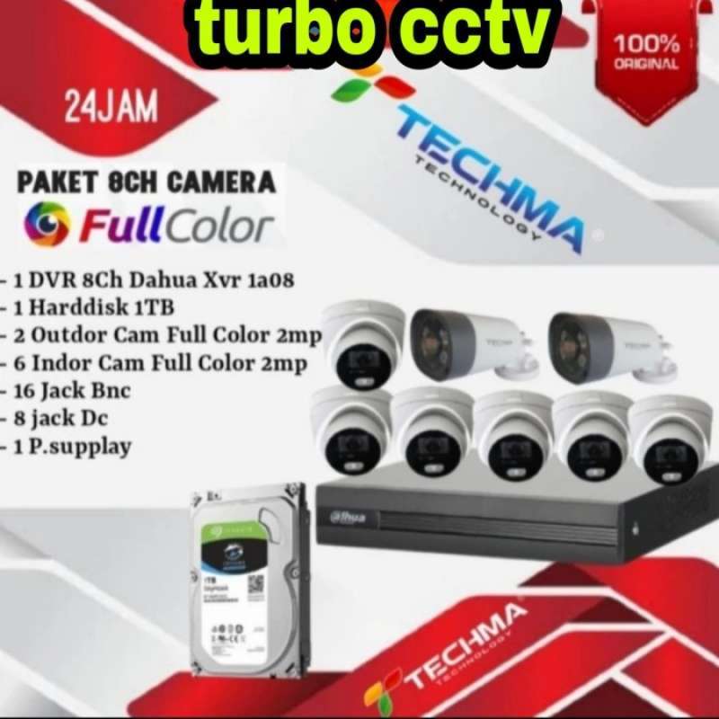 Promo Paket Cctv 8 Ch Techma Fullcolor 2mp 1080p 8 Camera Indoor ...