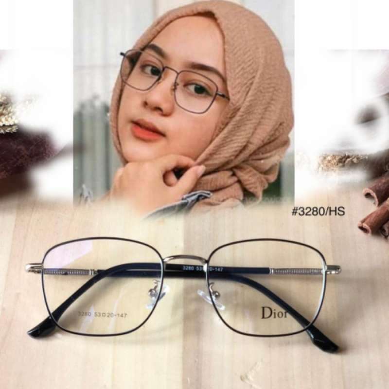Promo Kacamata Wanita Bahan Besi Free Plus Normal Minus - Hitam Silver ...