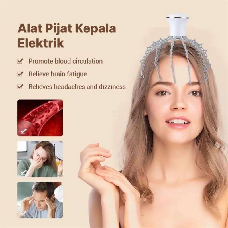 Jual Merall Alat Pijat Kepala Elektrik Octopus Claw Scalp Massager Remote Kk-002 Alat Pijit ...