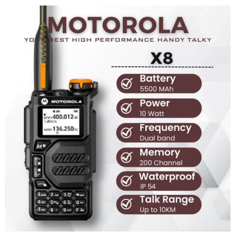 Jual Ht Motorola X8 Two Way Radio Walkie Talkie Jarak Jauh 10km Daya Tinggi Di Seller Circlet ...