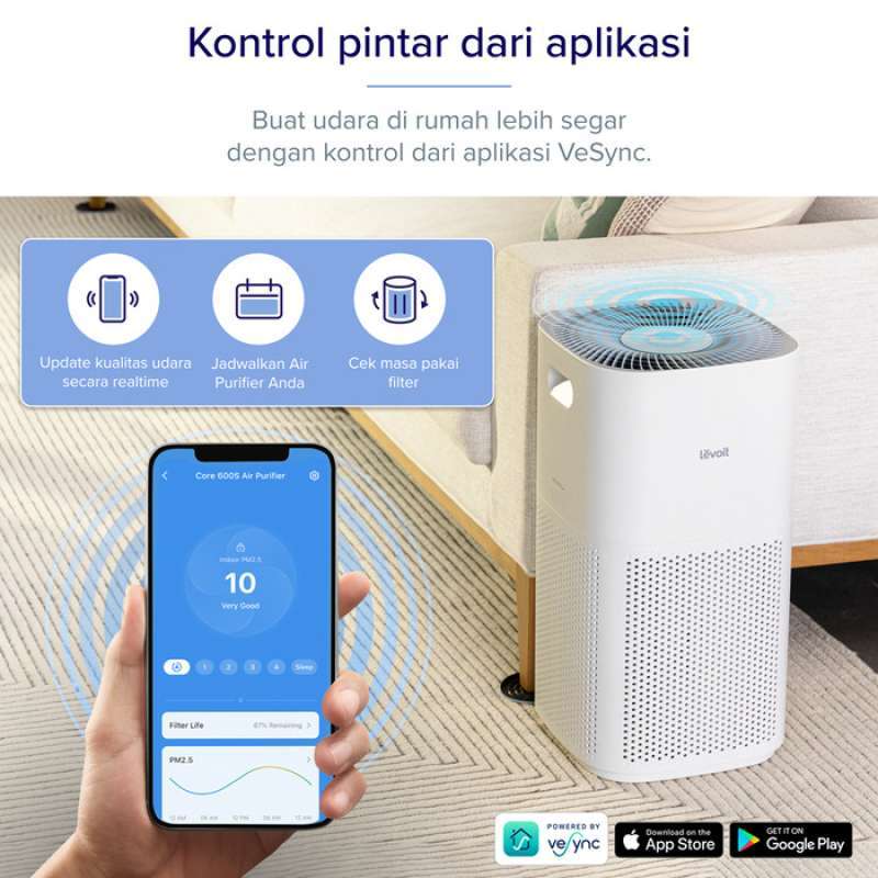 Promo Levoit Air Purifier Core 600s Smart Wifi Hepa Filter Pembersih Udara Terbaik Diskon 2% Di ...