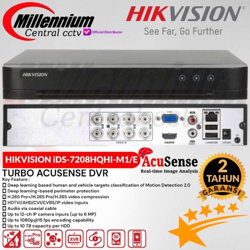 Jual Dvr Hikvision 8ch Ids-7208hqhi-m1/e Turbo Acusense Dvr Support 5mp ...