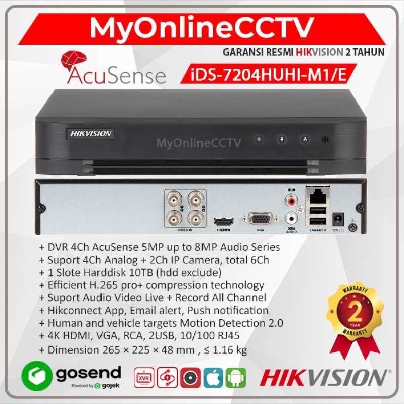 Jual Ids-7204huhi-m1/e Hikvision Dvr Acusense Kamera Cctv 8mp 4ch + 2ch ...
