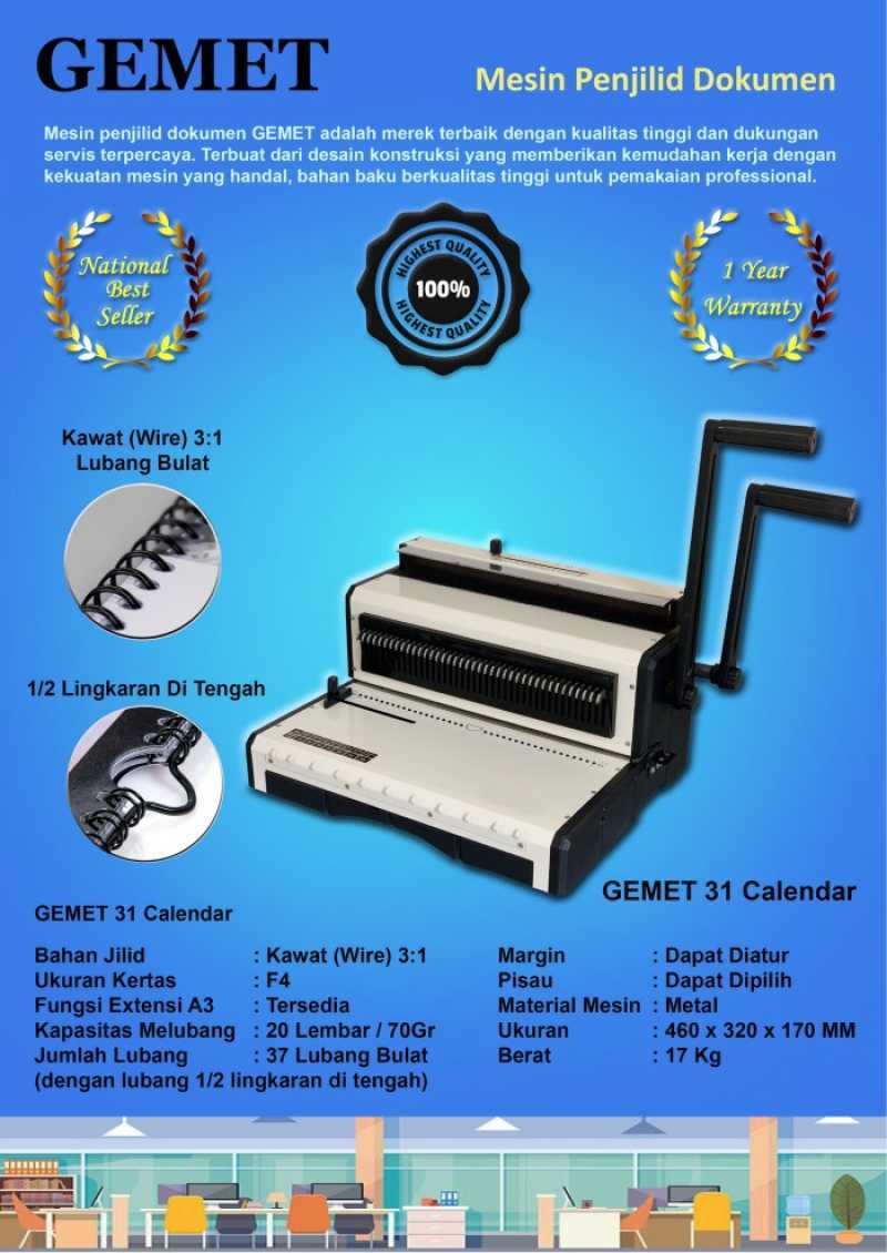 Promo Mesin Jilid Gemet 31 Calendar Resmi Terbaik Diskon 2% Di Seller ...