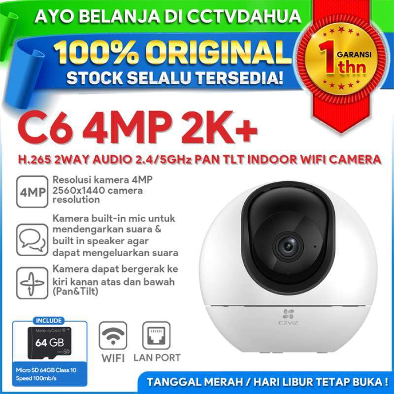 Promo C6 2k 4mp Free Microsd 64gb Pan Tilt Wi-fi Auto-zoom Starlight Diskon 23% Di Seller ...