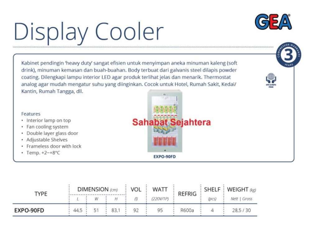 Promo Showcase / Display Cooler Gea Tipe Expo-90 Terbaik Diskon 4% Di ...