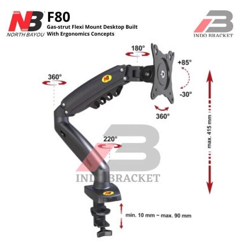 Promo Bracket Tv Monitor Led Gas Spring North Bayou Nb F80 17 - 30 Inch ...
