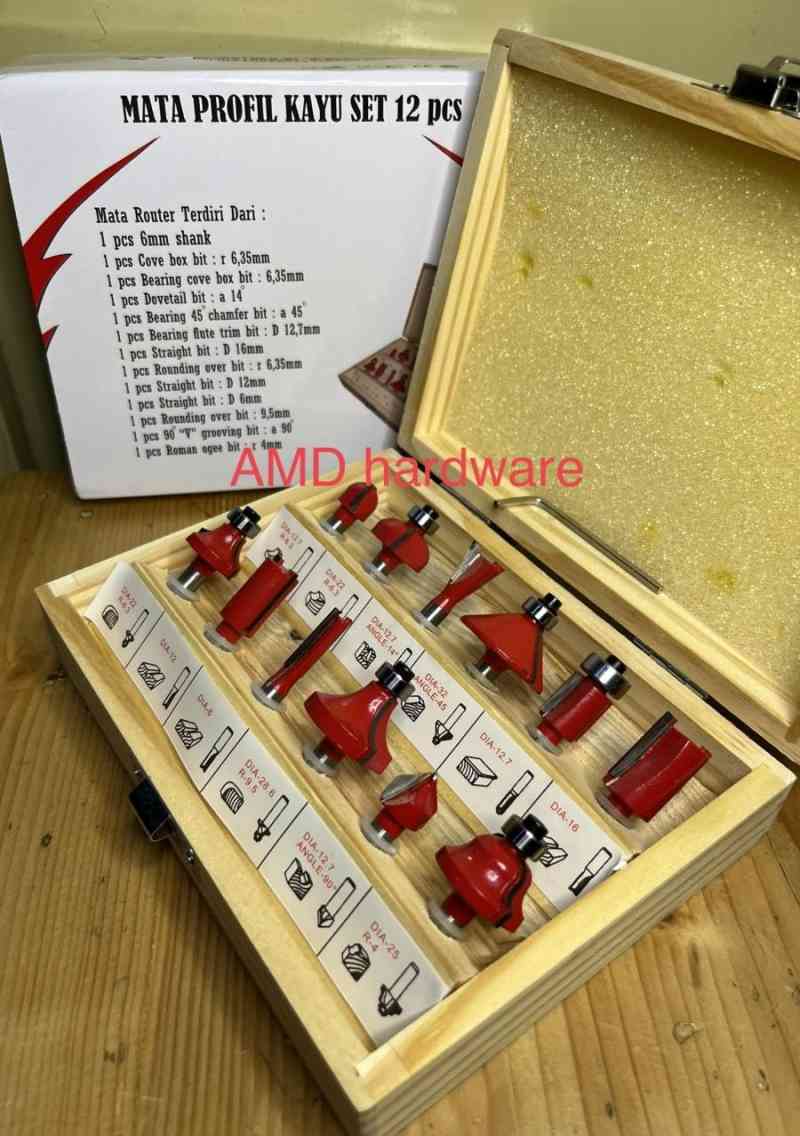 Jual Mata Profil Router Trimer Set 12 Pcs Jld Profile Ukir Kayu (ryu ...