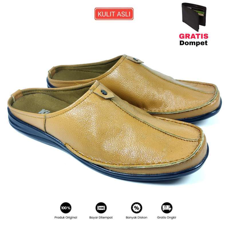 Promo Sepatu Sandal Bustong Model Klasik Bahan Kulit Sapi Asli - 42 Tan ...