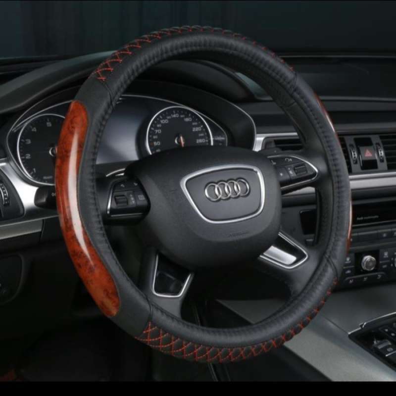 Promo Sarung Stir Cover Setir Mobil Motif Kayu Garis Bahan Kulit ...