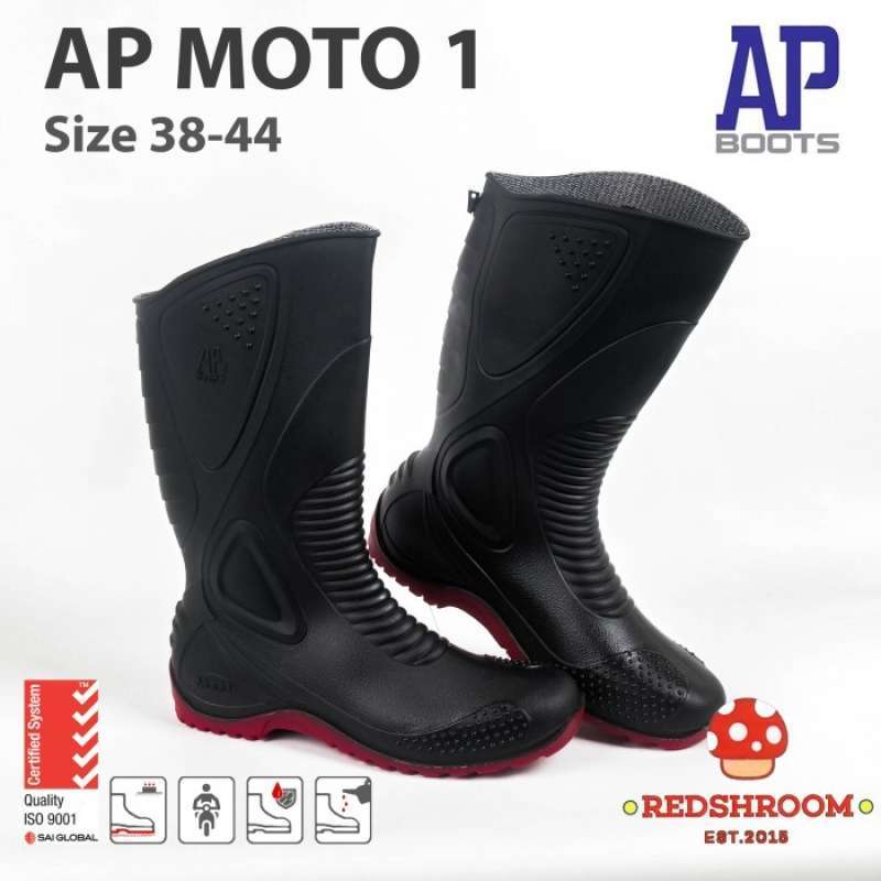 Jual Sepatu Boot Tinggi Ap Boots Ap Moto 1 Hitam Merah Motor Size 38-44 ...