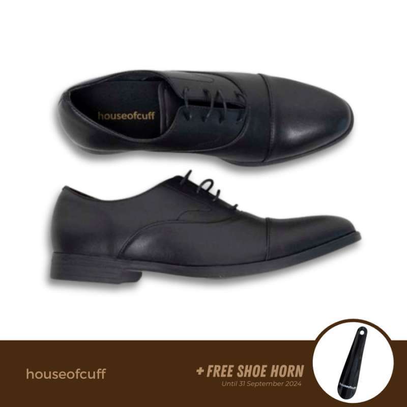Jual Sepatu Kulit Pria Formal Pantofel Oxford Quarter Cap Toe Hitam Di ...