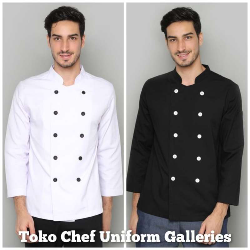 Jual Baju Chef Seragam Baju Koki Lengan Panjang Hitam Premium Quality ...