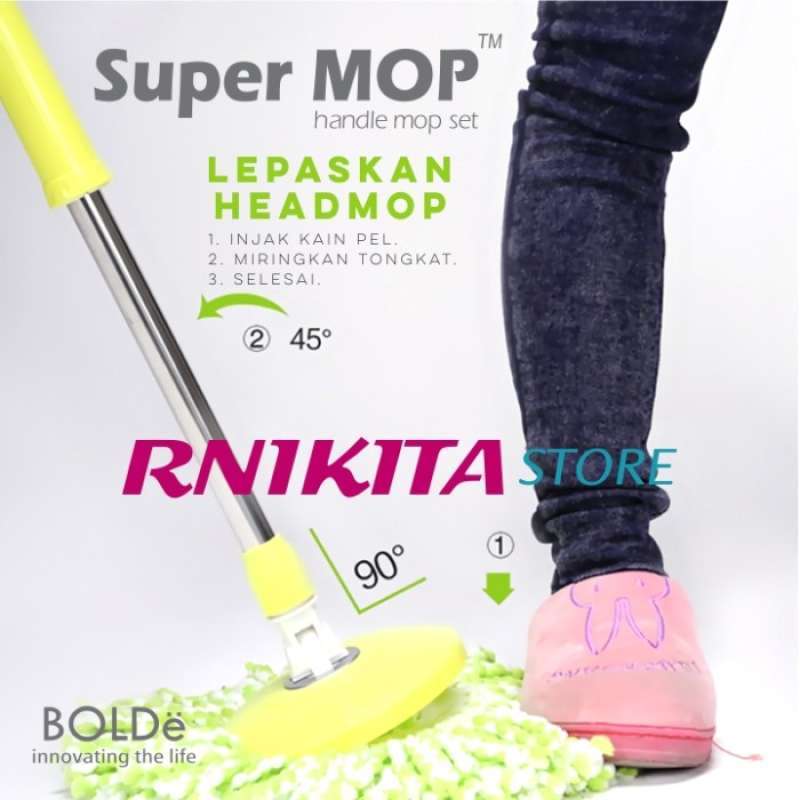 Promo Tongkat, Kepala & Kain Pel Super Mop Bolde Komplit 1 Set Diskon ...