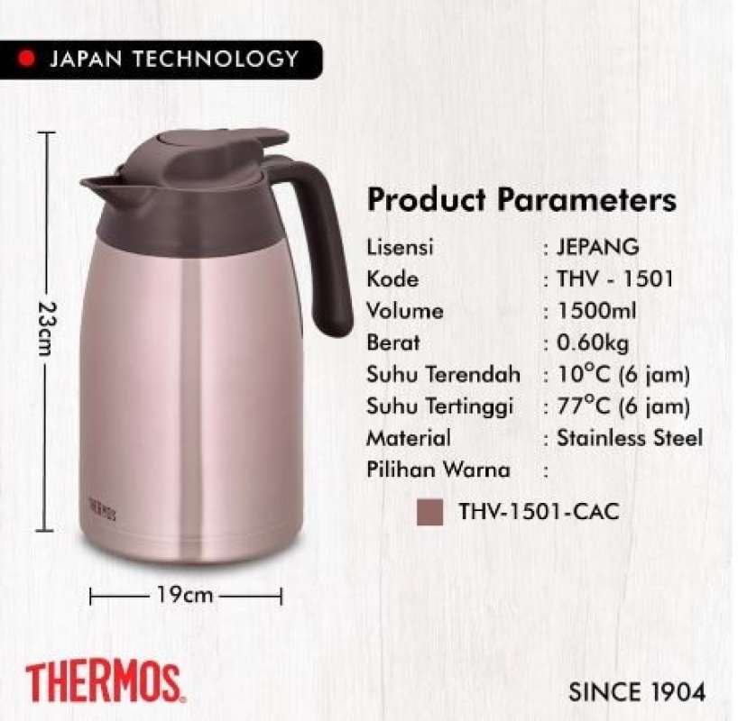 Promo Thermos Original Carafe Vacuum Insulated Teko Pot Hot Cool 1500 Ml Thv 1501 Cac Diskon 23% ...