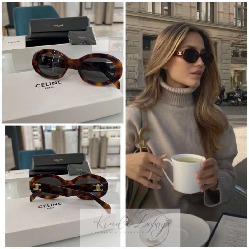 Jual Celine Triomphe 01 Oval Sunglasses Original Authentic - Black Di ...
