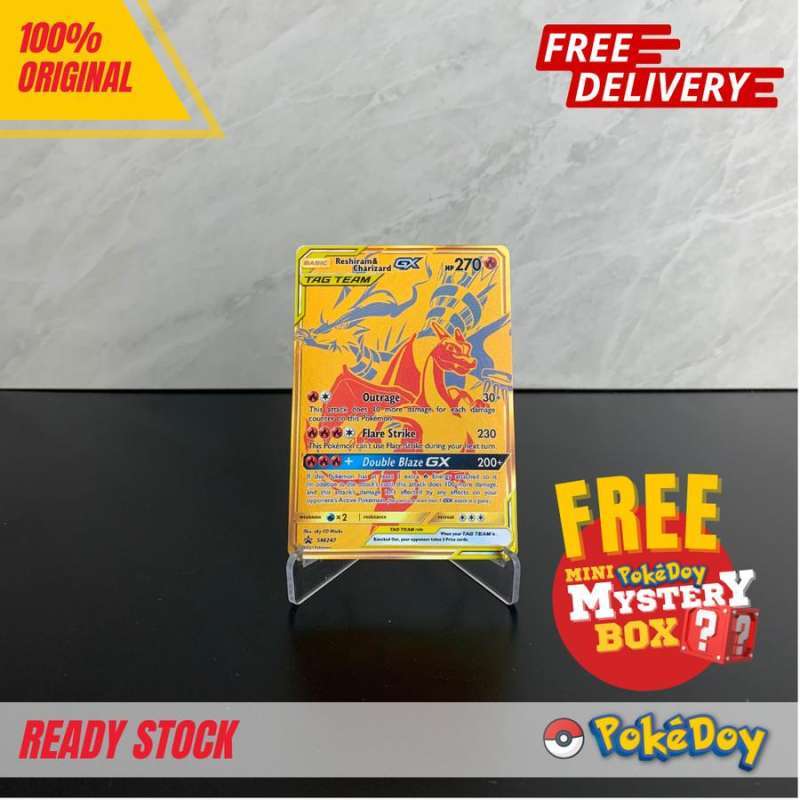 Jual Tcg Pokemon Pikachu Zekrom Charizard Reshiram Gx Gold Card Promo ...