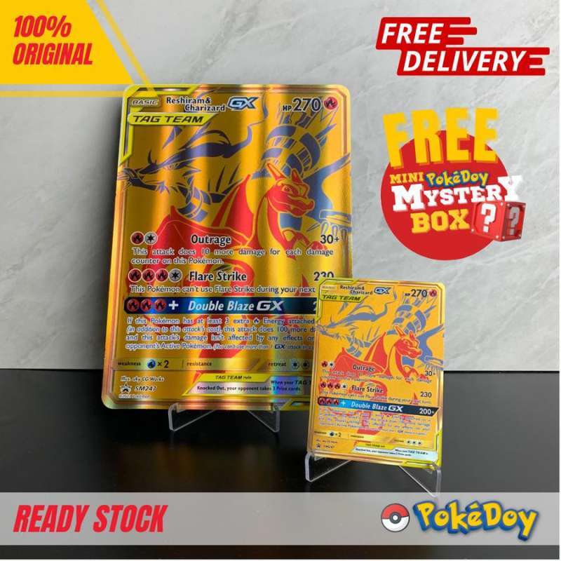 Jual Tcg Pokemon Pikachu Zekrom Charizard Reshiram Gx Gold Card Promo ...