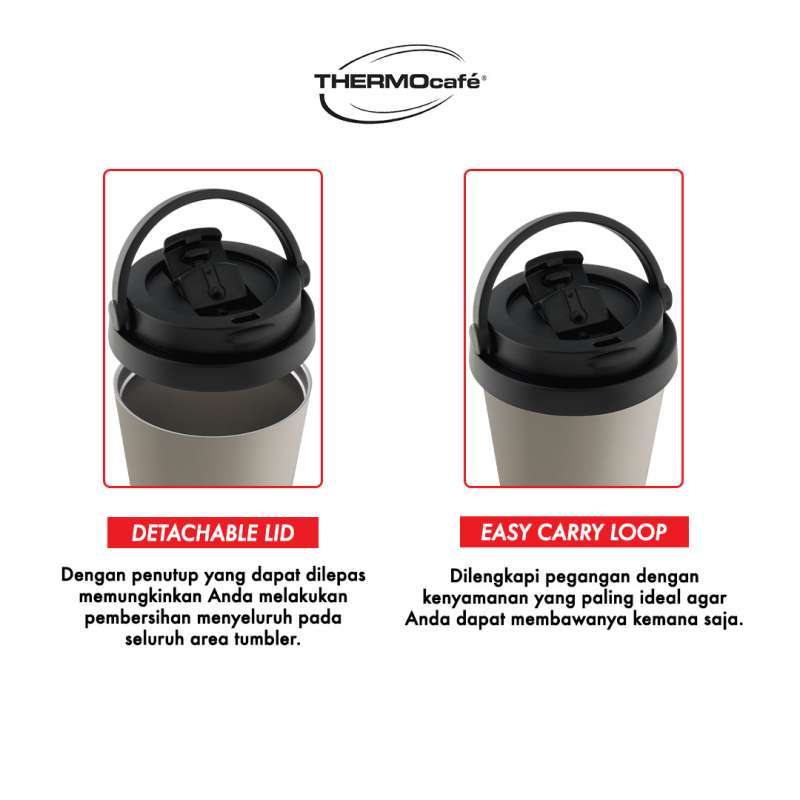 Jual Thermocafé 500ml Vacuum Insulated Tumbler With Carry Handle - Mud Gray Di Seller Thermos ...