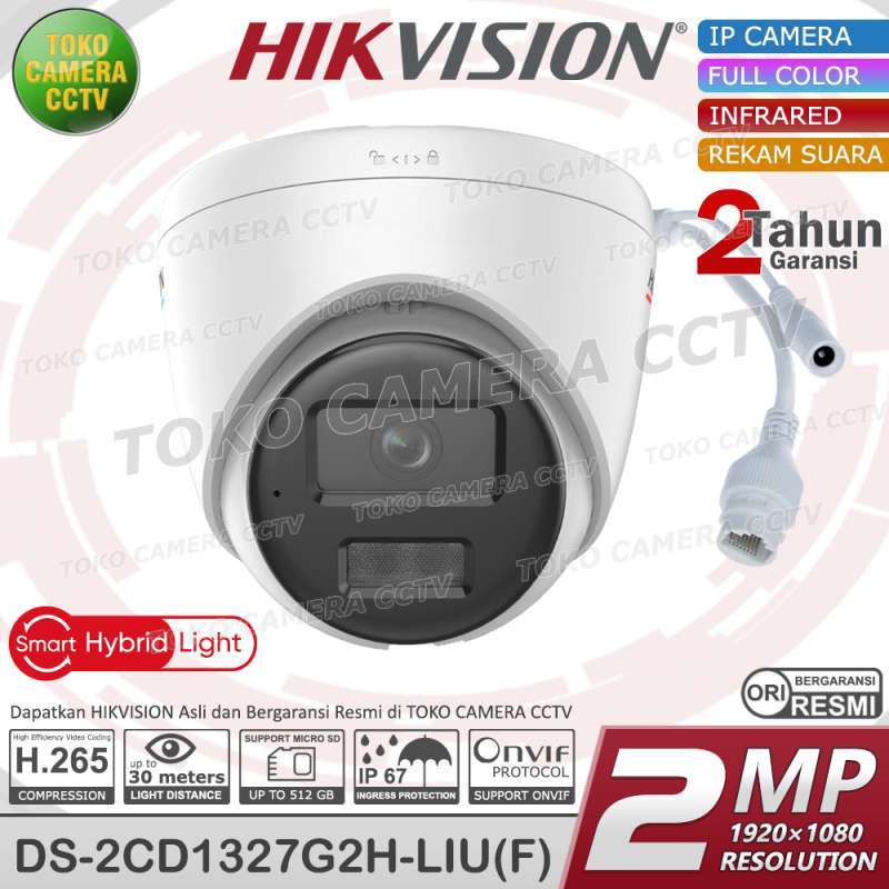 Jual Ip Camera 2mp Hikvision Ds-2cd1327g2h-liuf Ip Kamera Turret Poe Colorvu Audio Di Seller ...