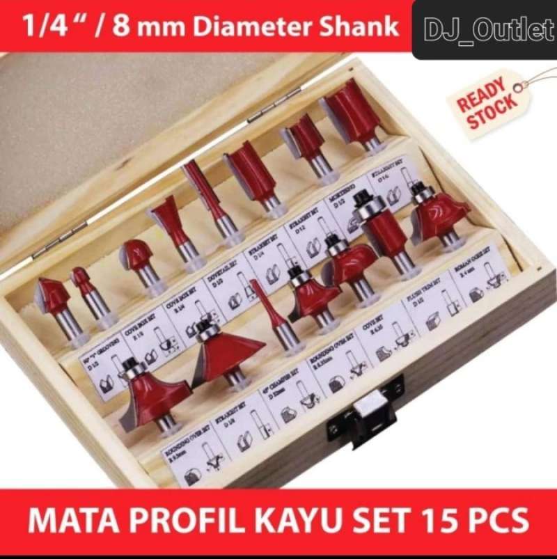 Promo Router Bit Set 15 Pcs Mata Fil Mata Trimmer Diskon 23% Di Seller ...