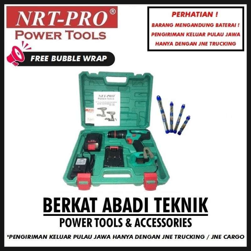 Promo Nrt- Dc343 Bor Cordless Drill Batre 20v Tanpa Kabel Paket Set ...