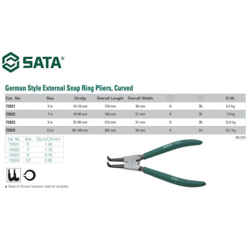 Promo Tang Snap Ring External Germany Open Curved 9 Inch 72023 Sata ...