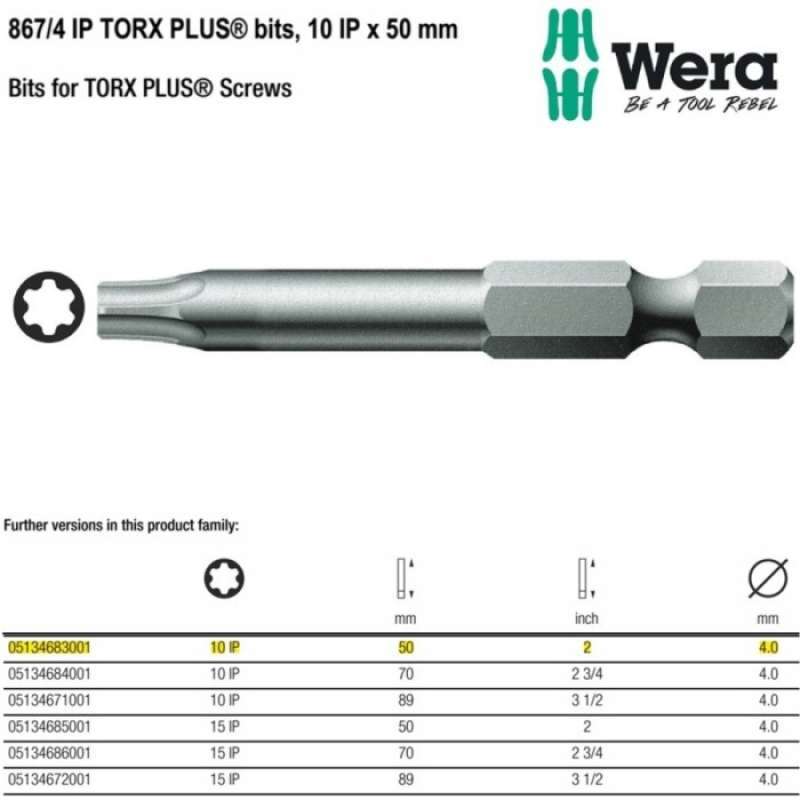 Promo Mata Obeng Bintang 10 Ip X 50 Mm Wera 05134683001 Torx Plus Bit ...