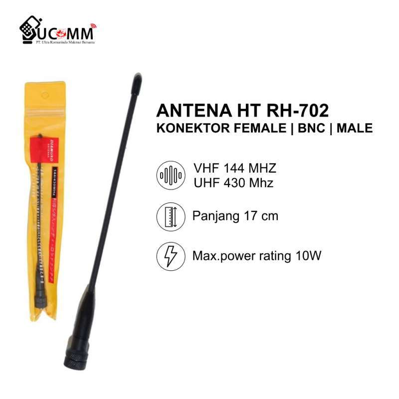 Jual Antena Ht Rh 702 Konektor Female Male Bnc Dual Band Vhf Uhf Panjang 17 Cm - Female Di ...