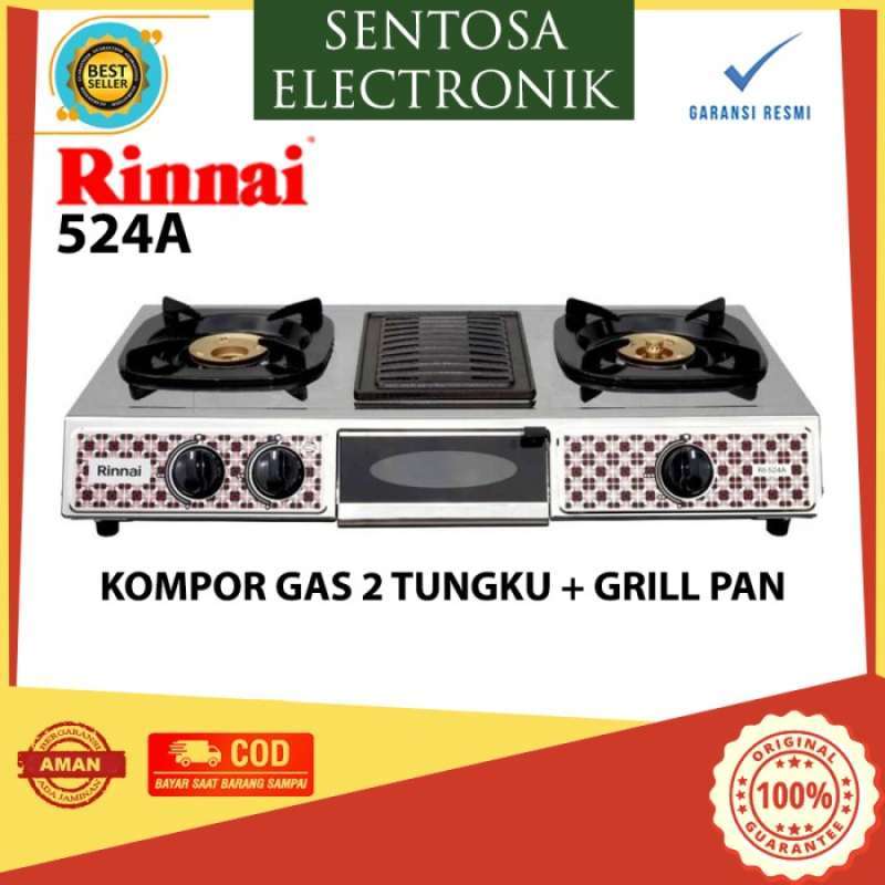 Promo Kompor Gas Ri-524a Rinnai 2 Tungku Plus 1 Grill Pan Burner ...