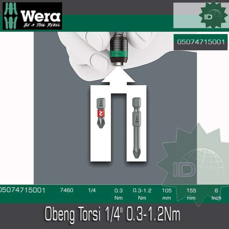 Promo Wera Obeng Torsi 1/4 0.3-1.2nm 05074715001 Pre-set Torque ...