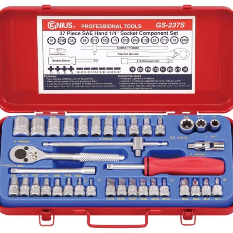 Promo Genius Tools 37 Pc Hand Socket Set Dr 1/4 Diskon 23% Di Seller ...