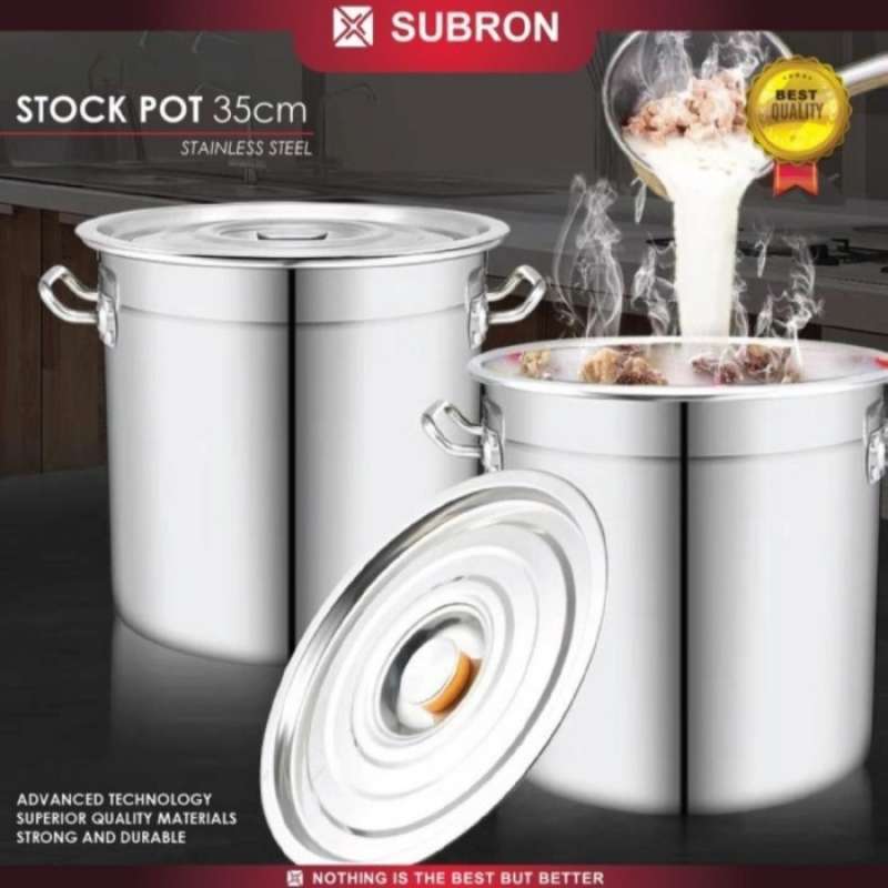 Promo Subron Stock Pot 35cm Panci Stok Pot Stainless Besar Tebal ...