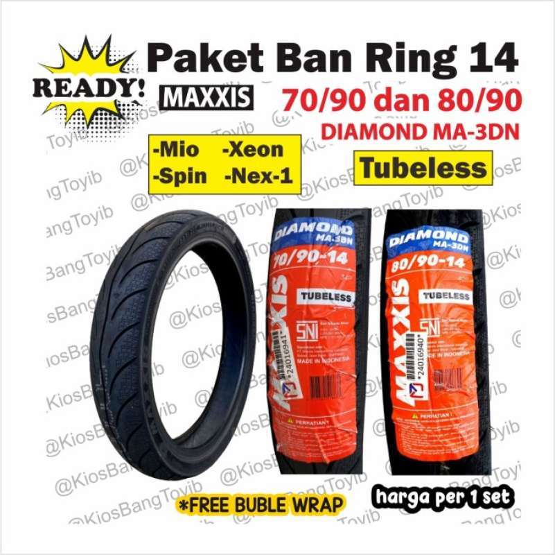 Promo Ban Motor Depan Belakang 70/90-14 Dan 80/90-14 Maxxis (ma3dn ...